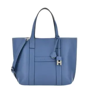 Hogan Logo Embossed Top Handle Bag - Light Blue