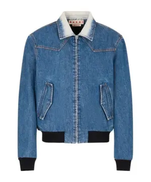 Marni Contrast Collar Denim Jacket - Blue