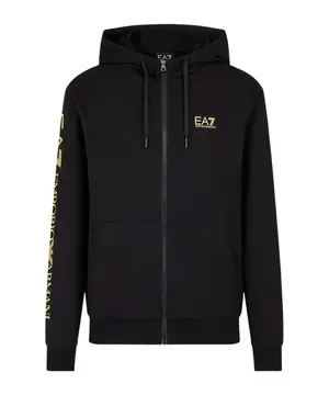 EA7 Logo-print Zip-up Hoodie - Black