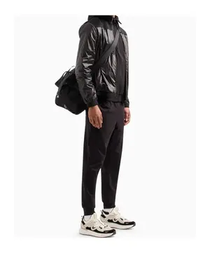 EA7 Logo Print Zip-up Hoodie - Black