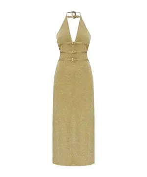 Cult Gaia Halterneck Buckled Dress - Nude