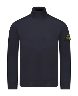 Stone Island Compass Patch Roll-neck Jumper - Blue