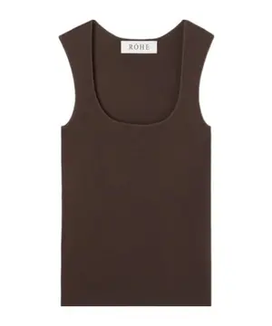 RÓHE Fitted Scoop-neck Top - Dark Chocolate