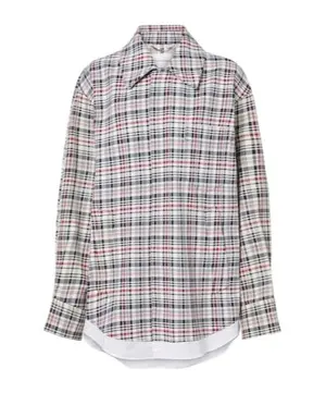 Victoria Beckham Checked Oversized Cotton And Wool Jacket - Gray