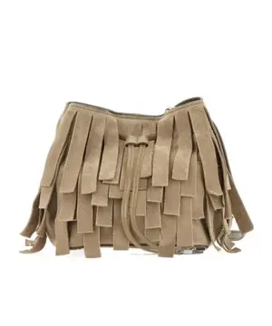 Hogan Fringe Mini Bucket Bag - Nude