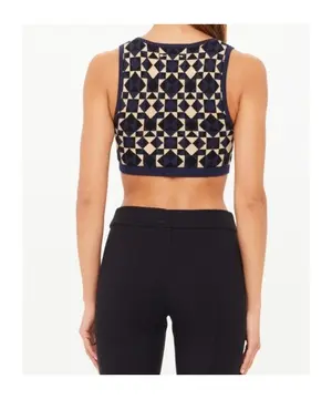 The Upside Cosmo Geometric Knit Top