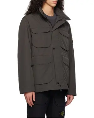 Stone Island Compass-badge Funnel Neck Puffer Jacket - Charcoal-grey
