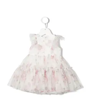 Monnalisa Floral Printed Tulle Dress