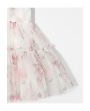 Monnalisa Floral Printed Tulle Dress