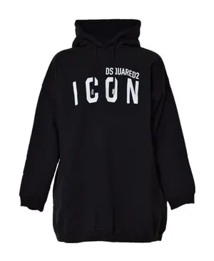 Dsquared2 Logo Printed Drawstring Hoodie - Black