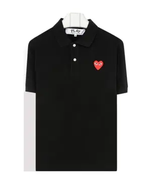 Play Comme Des Garcon Comme Des Garçons Play Logo Patch Short Sleeved Polo Shirt - Black