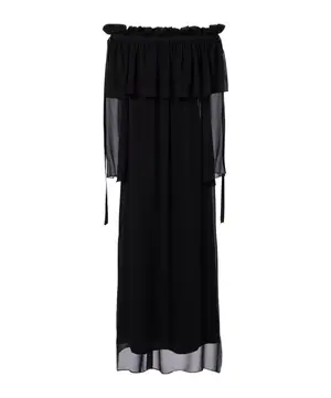 Nina Ricci Gathered Sheer Silk Maxi Dress - Black