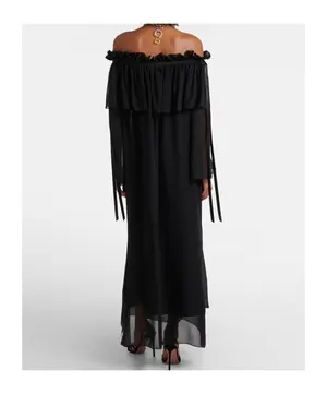 Nina Ricci Gathered Sheer Silk Maxi Dress