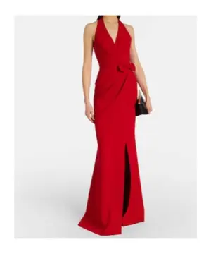 Elie Saab Bow-detail Halterneck Silk-blend Cady Gown