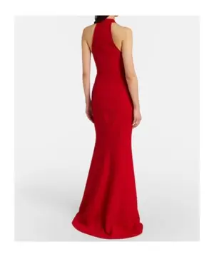 Elie Saab Bow-detail Halterneck Silk-blend Cady Gown