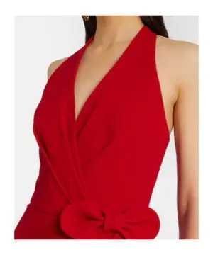 Elie Saab Bow-detail Halterneck Silk-blend Cady Gown