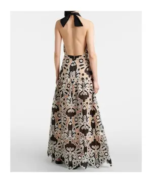 Johanna Ortiz Lace Guipure Halterneck Maxi Dress