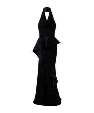 Maticevski Provocateur Halterneck Peplum Satin Gown - Black