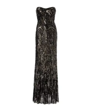 Jenny Packham Euphoria Embellished Bustier Gown - Black