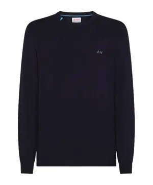 SUN 68 Ribbed Logo Sweaters - Blue