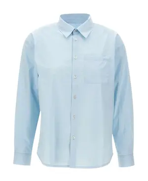A.p.c. Boyfriend Logo-embroidered Buttoned Shirt - Blue