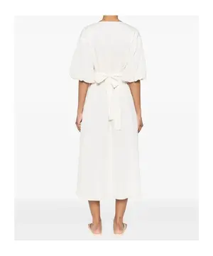 Fabiana Filippi V-neck Puff Sleeve Dress With Bow Detail