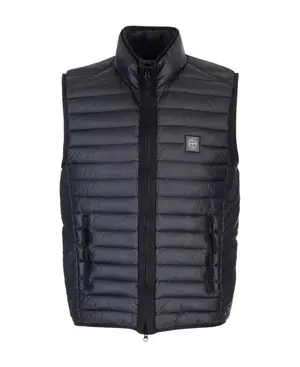 Stone Island Logo Patch Puffer Vest - Blue