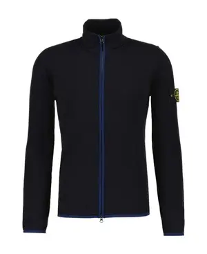 Stone Island Compass-patch High-neck Zipped Cardigan - Blue