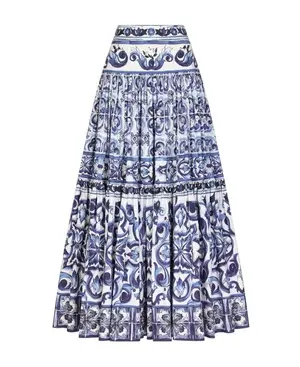 DOLCE & GABBANA Dolce  Gabbana Majolica-Printed Pleated Maxi Skirt