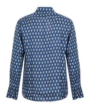 MC2 SAINT BARTH Floral Printed Curved Hem Shirt - Blue