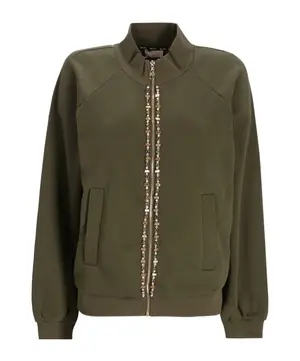 Liu Jo Embellished Zip-front Bomber Jacket - Brown