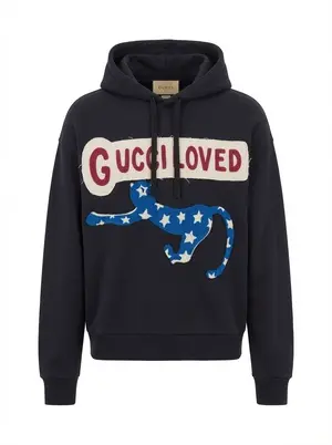 Gucci Embroidered Logo Hoodie - Black