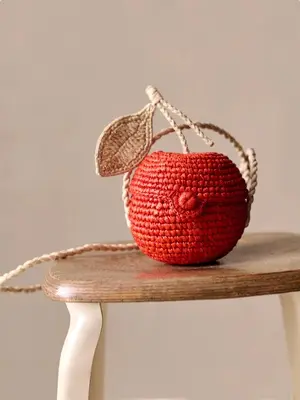 Bonpoint Cherry Raffia Crossbody Bag
