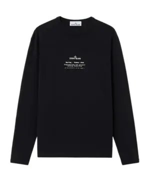 Stone Island Regular-fit Long-sleeve T-shirt With Stone Print - Black
