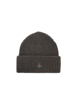 VIVIENNE WESTWOOD Logo Embroidered Beanie - Grey