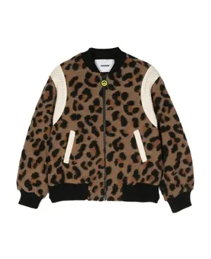 BARROW Cheetah-print Felted Bomber Jacket - Black