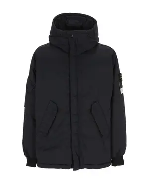 Stone Island Compass-patch Hooded Padded Jacket - Blue