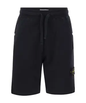 Stone Island Logo Patch Drawstring Bermuda Shorts - Blue