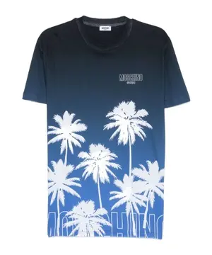 Moschino Palm-print Ombré T-shirt - Blue