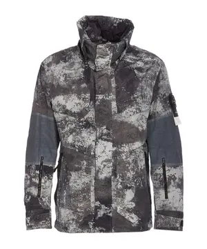 Stone Island Camouflage Printed Logo Patch Jacket - Grey