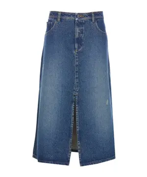 A.p.c. Mid-length Denim Skirt With Slit Detail - Blue