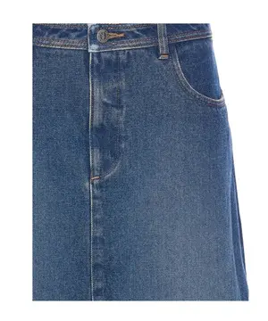A.p.c. Mid-length Denim Skirt With Slit Detail