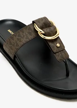 Michael Kors Logo Monogram Ring-detail Flat Sandals