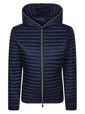 SAVE THE DUCK Zip-up Hooded Quilted Jacket - Black