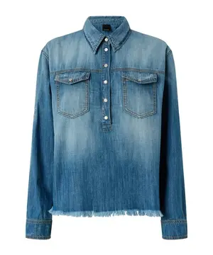 Pinko Floral Printed Denim Shirt - Blue