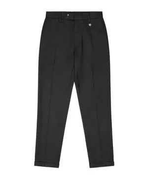 ANTONY MORATO Slim Fit Ankle Length 'rad' Trousers In Stretch Viscose Blend Twill - Black