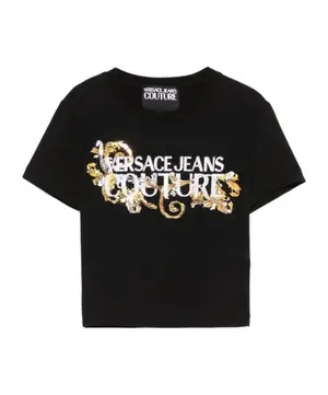 Versace Logo Printed Cropped T-shirt