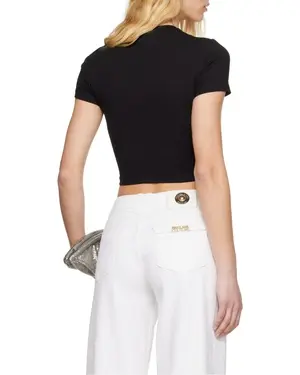 Versace Logo Printed Cropped T-shirt