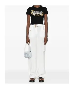 Versace Logo Printed Cropped T-shirt