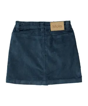MOLO Bera Ribbed Corduroy Skirt With Gold Buttons - Blue